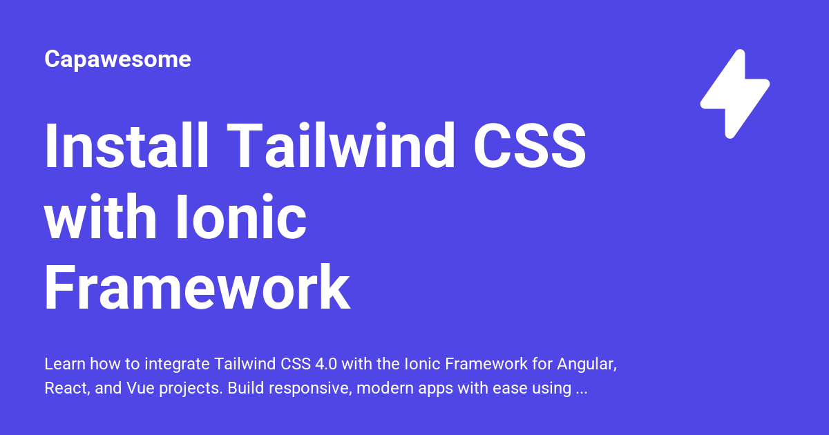 Install Tailwind Css With Ionic Framework Capawesome
