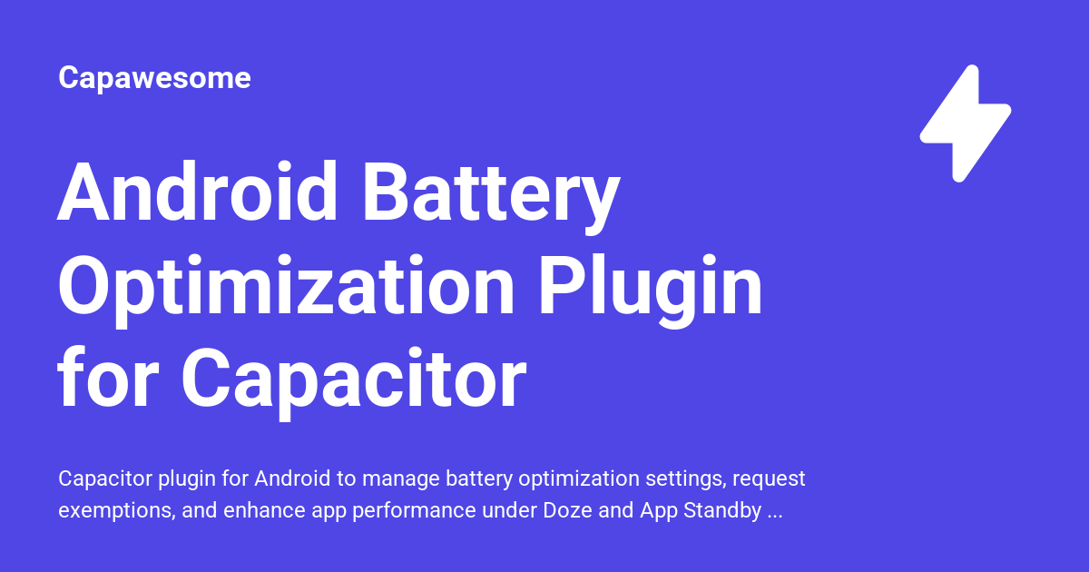 Capacitor Battery Optimization Plugin Capawesome 